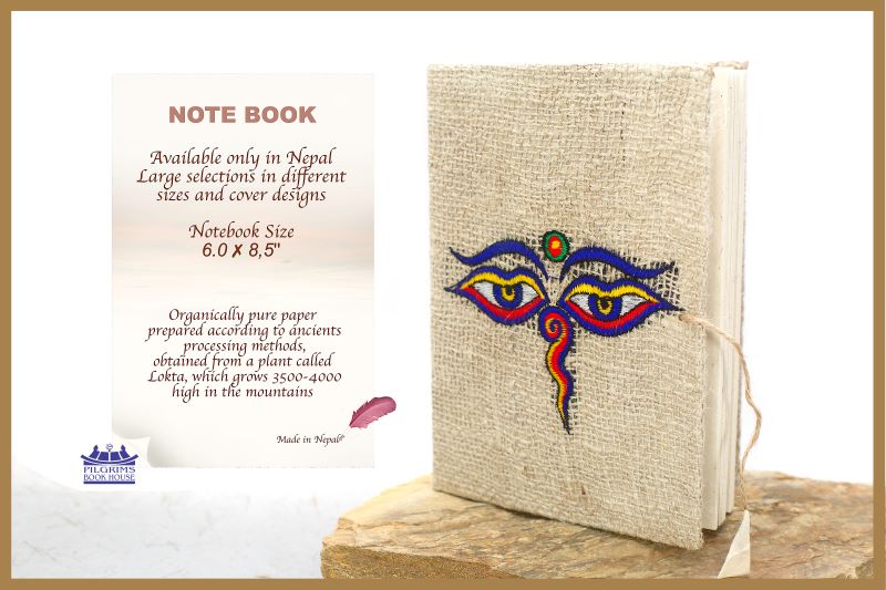 NOTEBOOK HANDMADE PAPER JUTE COVER WITH BUDDHA EYE EMBROIDERY AND ...