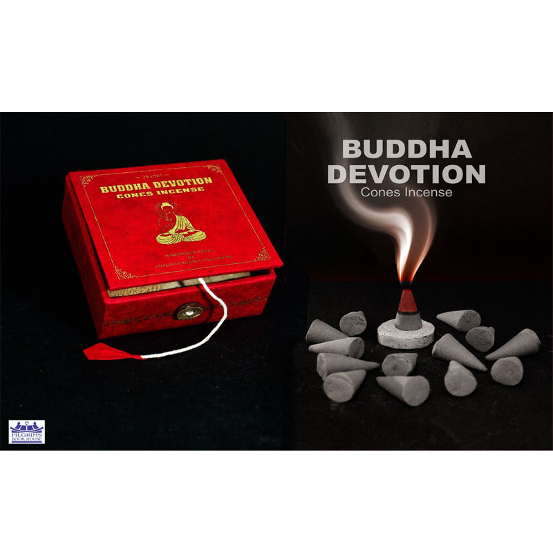 BUDDHA DEVOTION CONES INCENSE 25 UNITS WITH INCENSE HOLDER IN PAPER BOX ...